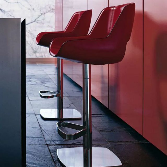 Stool with polyurethane shell available completely covered with leather ...